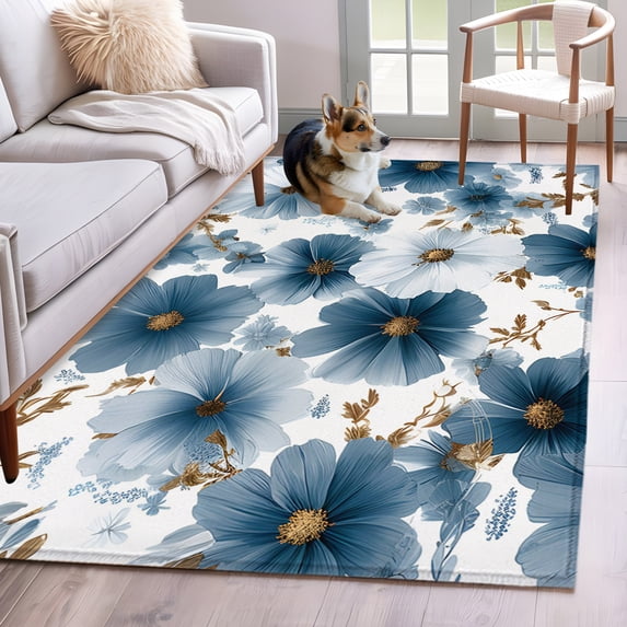 Area Rug 3x5ft Modern Blossom Flower Art Area Rugs Washable Low Pile ...