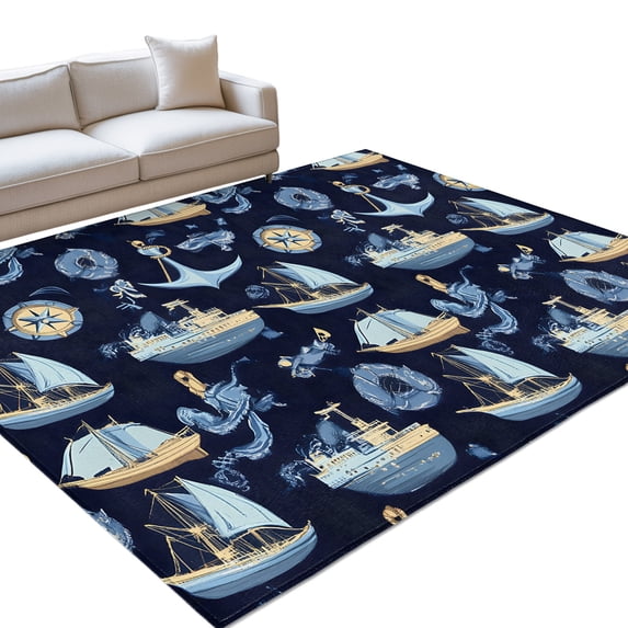 Area Rug 3x5ft Nautical Ship Anchor Washable Area Rugs for Living Room ...