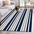 Area Rug 3x5ft Navy Blue Gray Stripe Area Rugs Washable Low Pile Floor ...