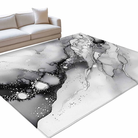 Area Rug 3x5ft Ombre Gray Marble Texture Washable Area Rugs for Living ...