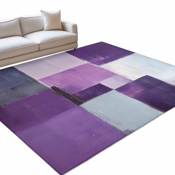 Area Rug 3x5ft Ombre Purple White Painting Art Washable Area Rugs for ...