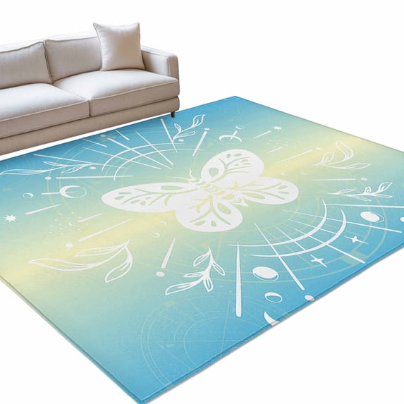 Area Rug 3x5ft Ombre Teal Butterfly Washable Area Rugs for Living Room ...