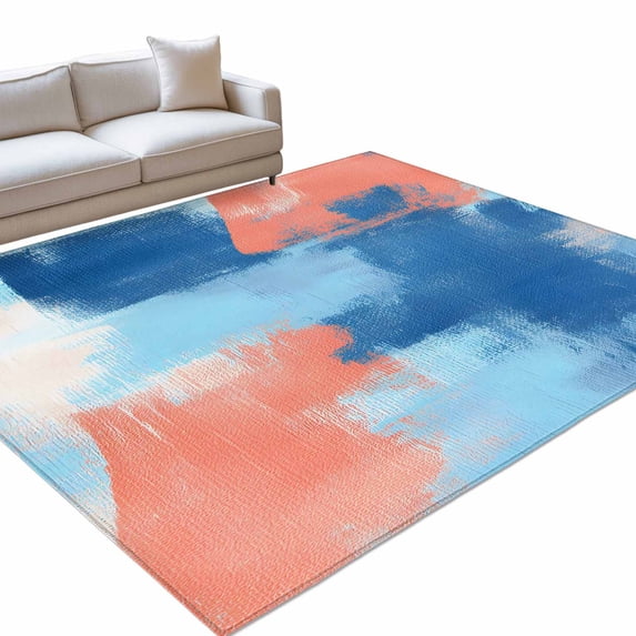 Area Rug 3x5ft Orange Blue Pink Painting Washable Area Rugs for Living ...