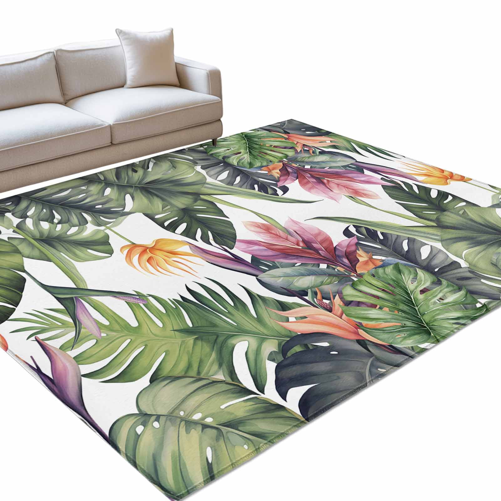 Area Rug 3x5ft Palm Tree Leaves Branch Washable Area Rugs for Living ...