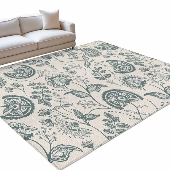 Area Rug 3x5ft Pastoral Flowers Washable Area Rugs for Living Room ...