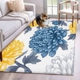 Area Rug 3x5ft Pastoral White Blue Yellow Flower Area Rugs Washable Low ...