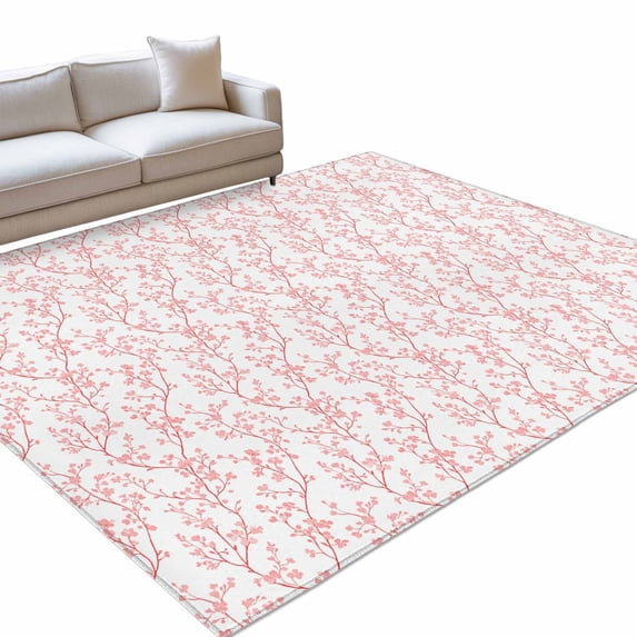 Area Rug 3x5ft Pink Flower Washable Area Rugs for Living Room Floral ...