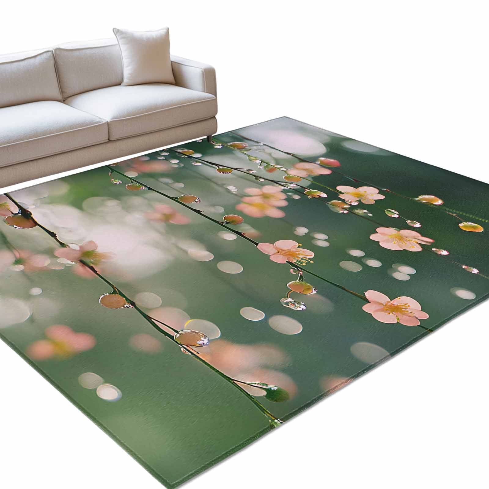 Area Rug 3x5ft Pink Flowers Petals Washable Area Rugs for Living Room ...
