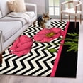 Area Rug 3x5ft, Pink Poppy Flower Retro Boho Washable Rugs for Living ...