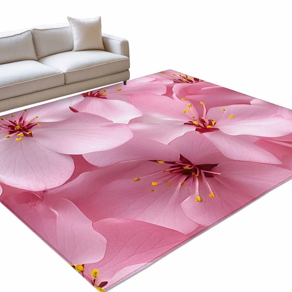 Area Rug 3x5ft Pink Spring Pastoral Washable Area Rugs for Living Room ...