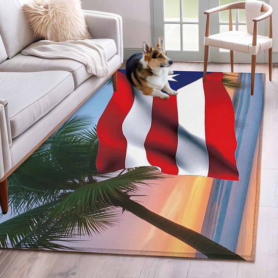 Area Rug 3x5ft Puerto Rico Flag Star Area Rugs Washable Low Pile Floor ...