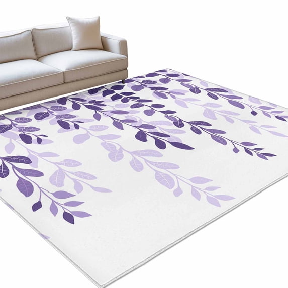 Area Rug 3x5ft Purple Eucalyptus Floral Leaves Washable Area Rugs for ...