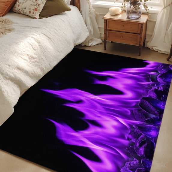 Area Rug 3x5ft Purple Flames Floor Carpets Indoor Floor Area Mat ...