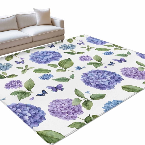 Area Rug 3x5ft Purple Hydrangeas Washable Area Rugs for Living Room ...