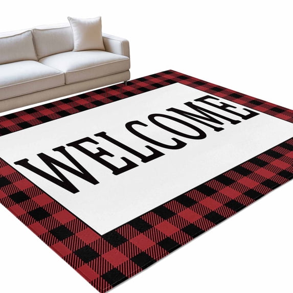 Area Rug 3x5ft Red Buffalo Check Plaid Washable Area Rugs for Living ...