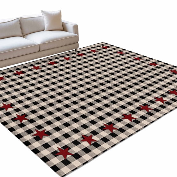 Area Rug 3x5ft Red Star Rustic Washable Area Rugs for Living Room ...