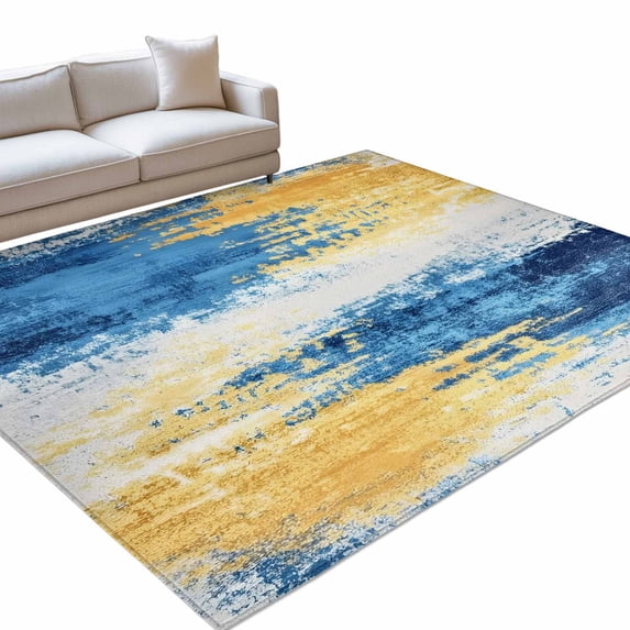Area Rug 3x5ft Retro Blue Washable Area Rugs for Living Room Retro ...