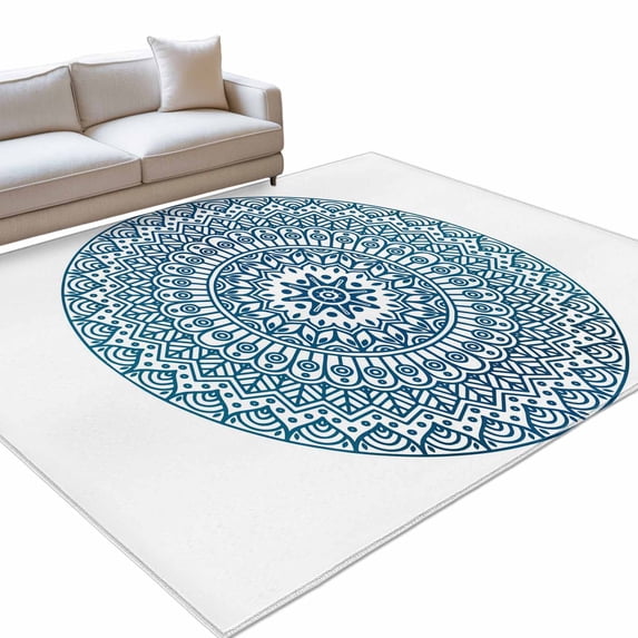 Area Rug 3x5ft, Retro Green Bohemian Pattern Washable Rugs for Living ...
