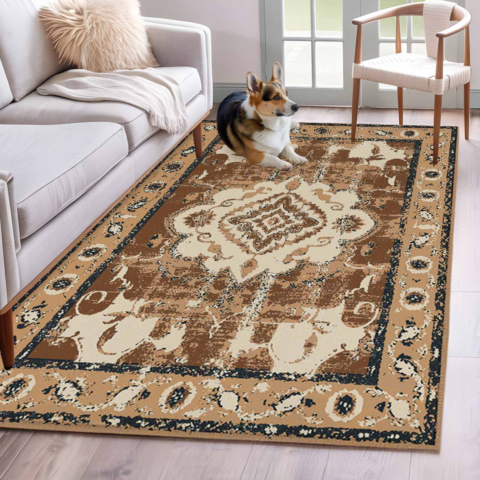 Area Rug 3x5ft Retro Traditional Ethnic Tribal Floral Area Rugs ...