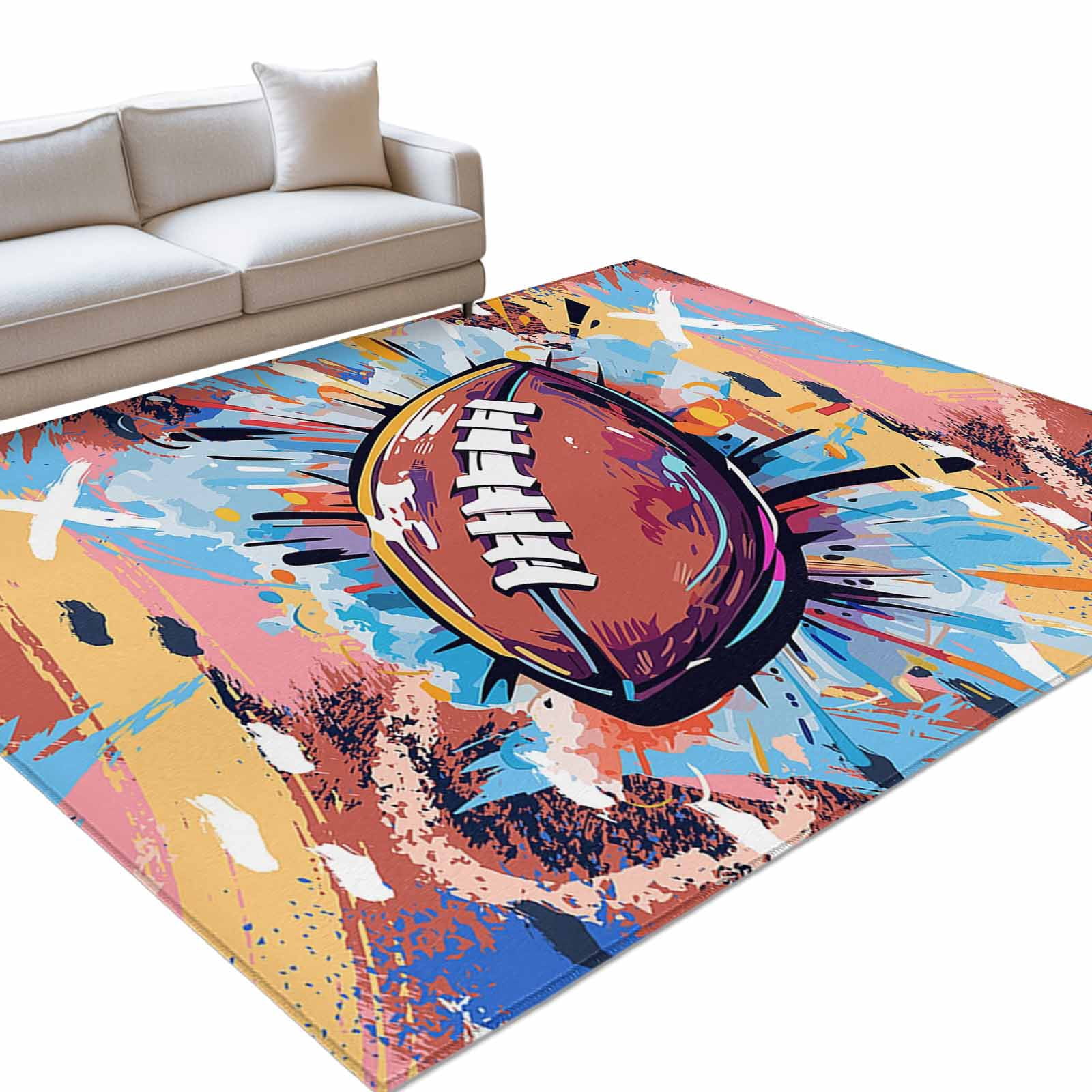 Area Rug 3x5ft Rugby Brilliant Color Washable Area Rugs for Living Room ...