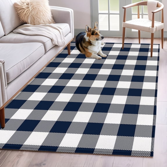 Area Rug 3x5ft Rustic Buffalo Check Area Rugs Washable Low Pile Floor ...