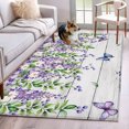 Area Rug 3x5ft Rustic Flower Leaf Butterfly Area Rugs Washable Low Pile ...