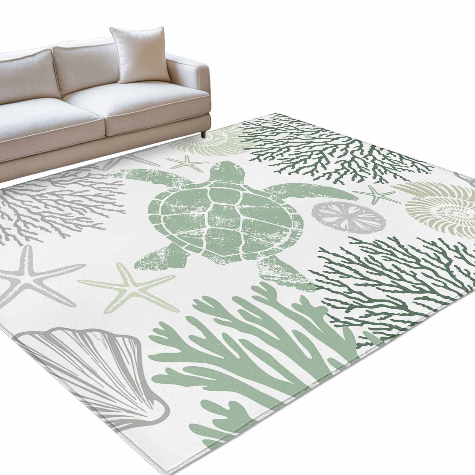 Area Rug 3x5ft Sage Green Turtle Washable Area Rugs for Living Room ...