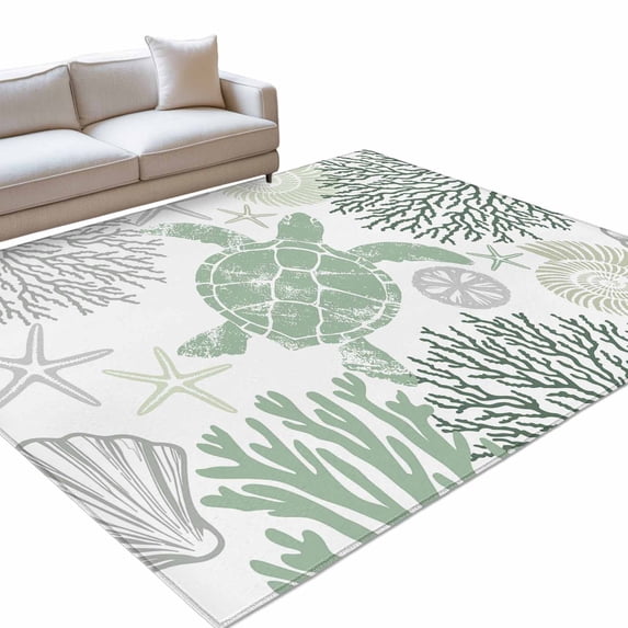 Area Rug 3x5ft Sage Green Turtle Washable Area Rugs for Living Room ...