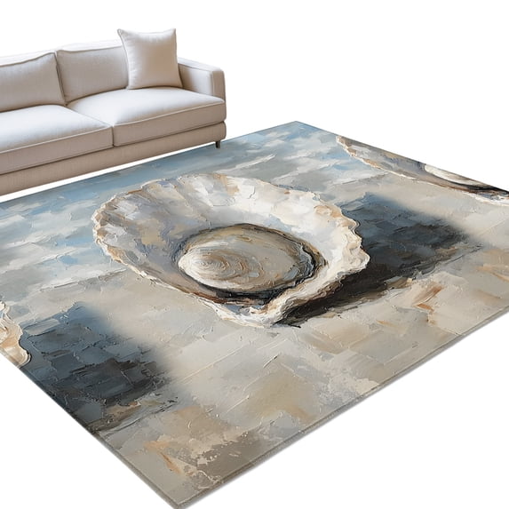 Area Rug 3x5ft Shell Beach Ocean Washable Area Rugs for Living Room Oil ...