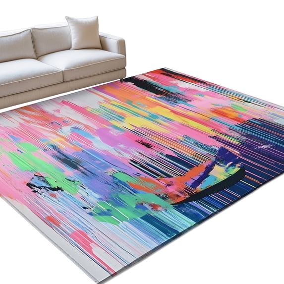 Area Rug 3x5ft Simple Art Washable Area Rugs for Living Room Oil ...