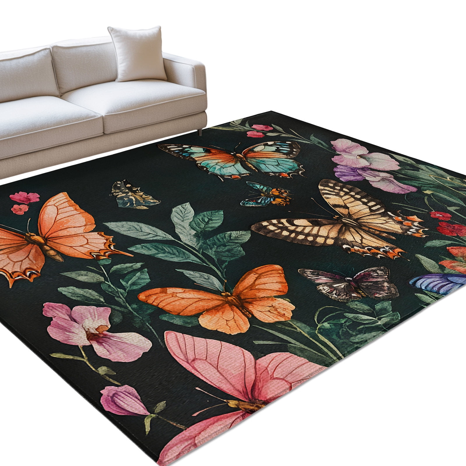 Area Rug 3x5ft Spring Flower Leaves Washable Area Rugs for Living Room ...