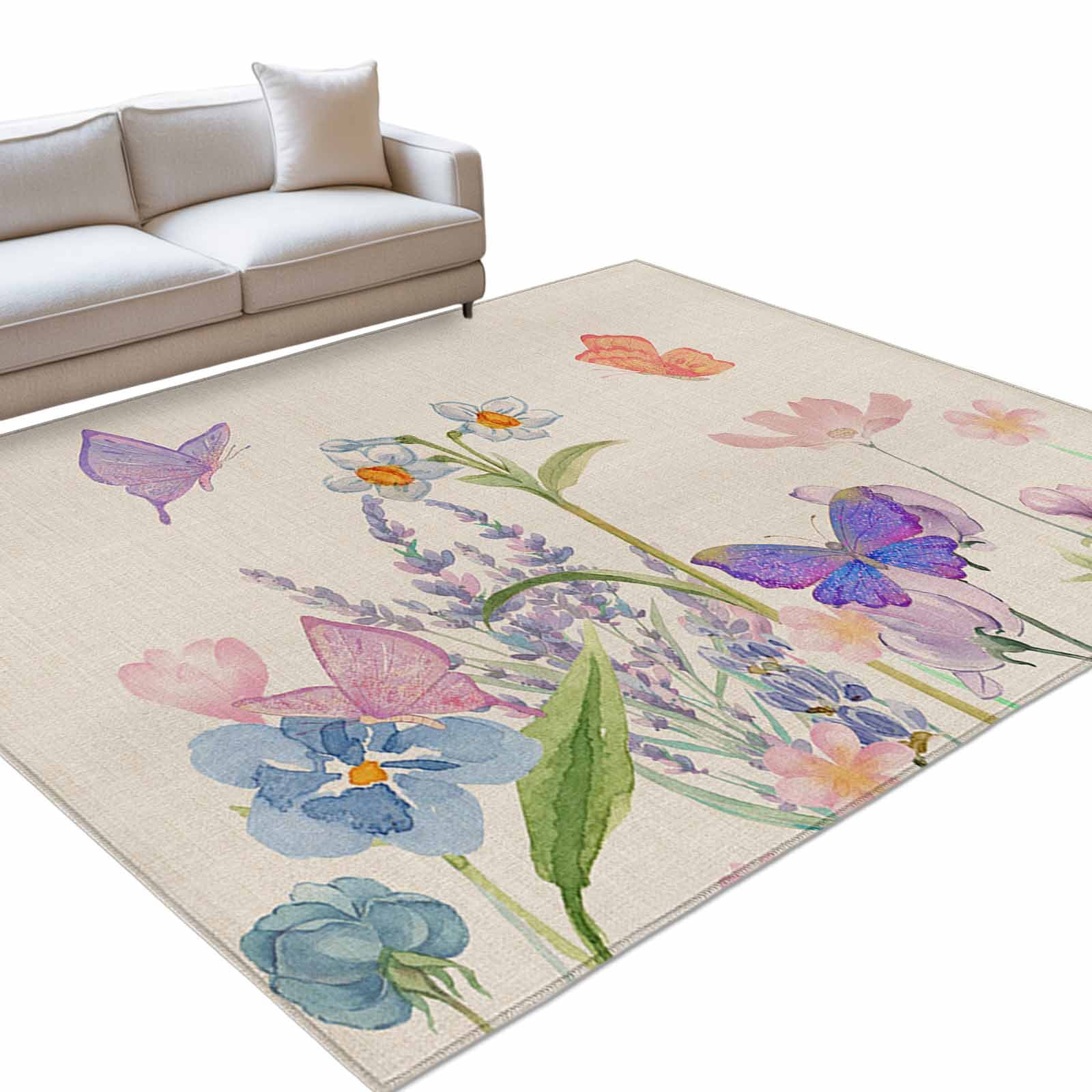 Area Rug 3x5ft Spring Flower Washable Area Rugs for Living Room ...