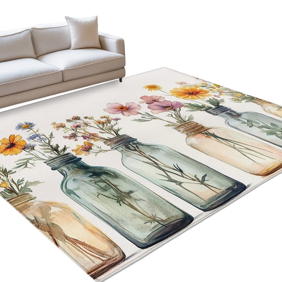 Area Rug 3x5ft Spring Flowers Vase Washable Area Rugs for Living Room ...