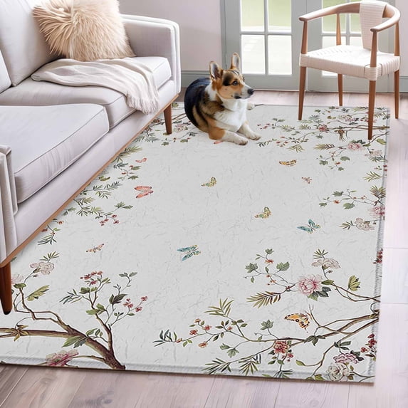 Area Rug 3x5ft Spring Garden Flower Plants Art Area Rugs Washable Low ...