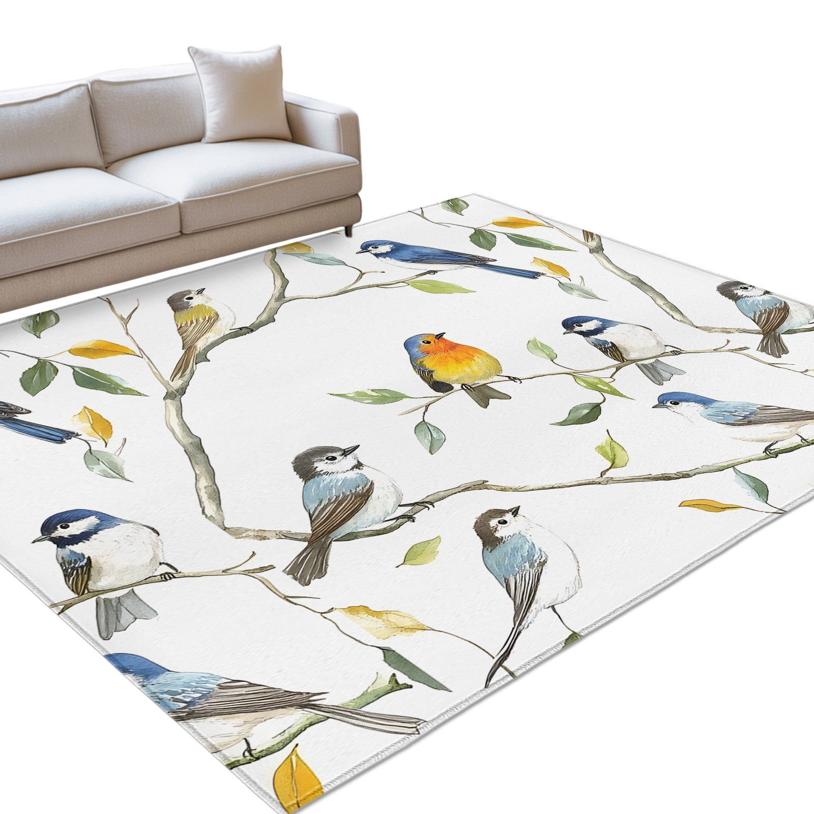 Area Rug 3x5ft Spring Leaves Washable Area Rugs for Living Room Cute ...