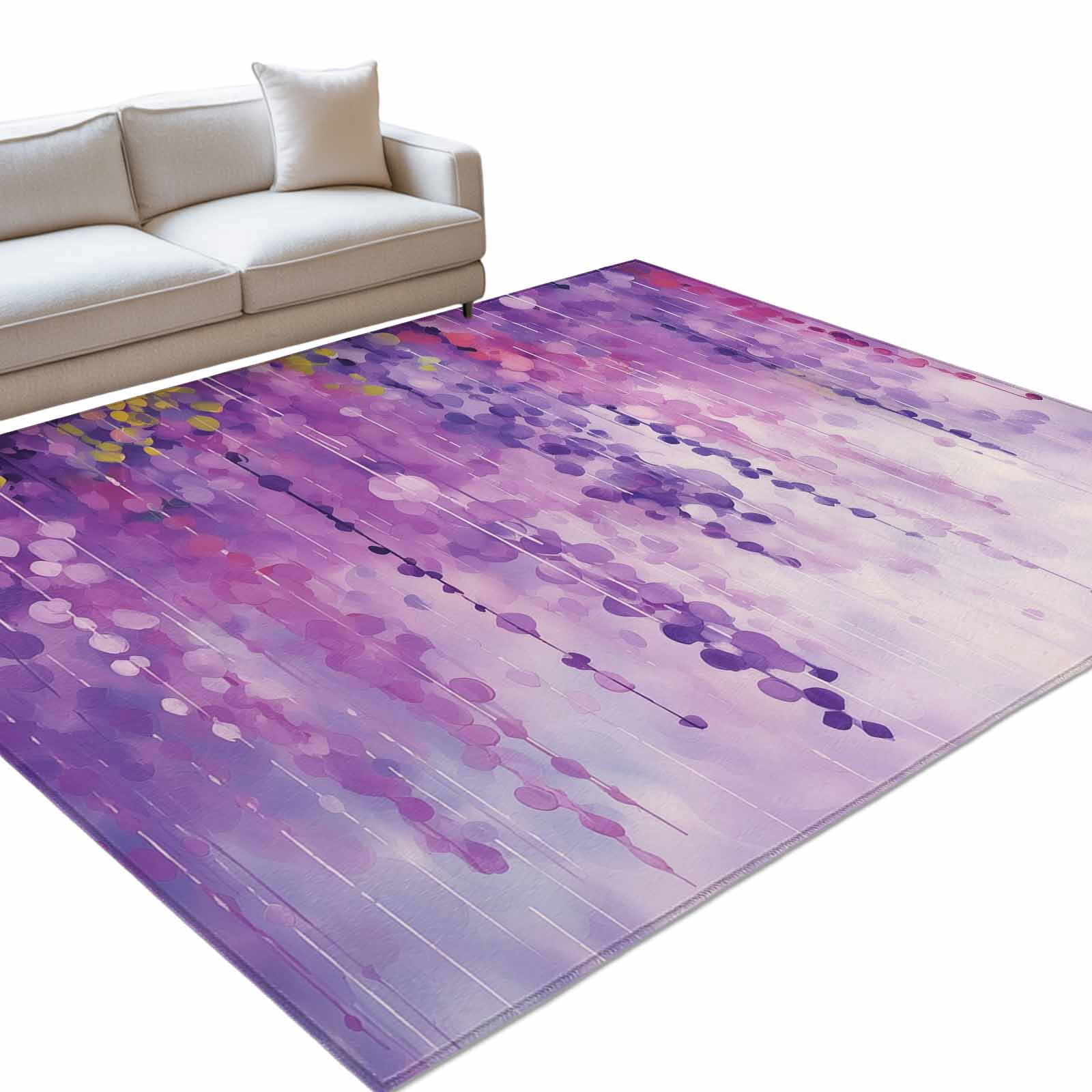 Area Rug 3x5ft Spring Purple Plant Washable Area Rugs for Living Room ...