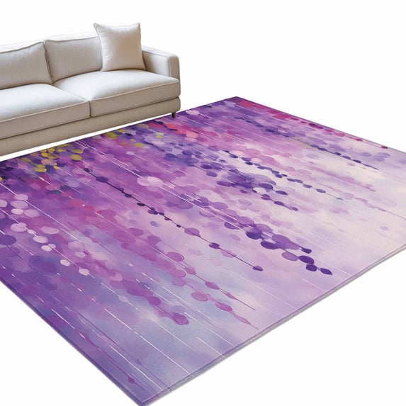 Area Rug 3x5ft Spring Purple Plant Washable Area Rugs for Living Room ...