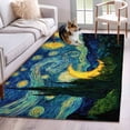Area Rug 3x5ft, Starry Sky Moon Stars Forest Washable Rugs for Living ...