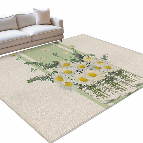Area Rug 3x5ft Summer Daisy Bloom Washable Area Rugs for Living Room ...