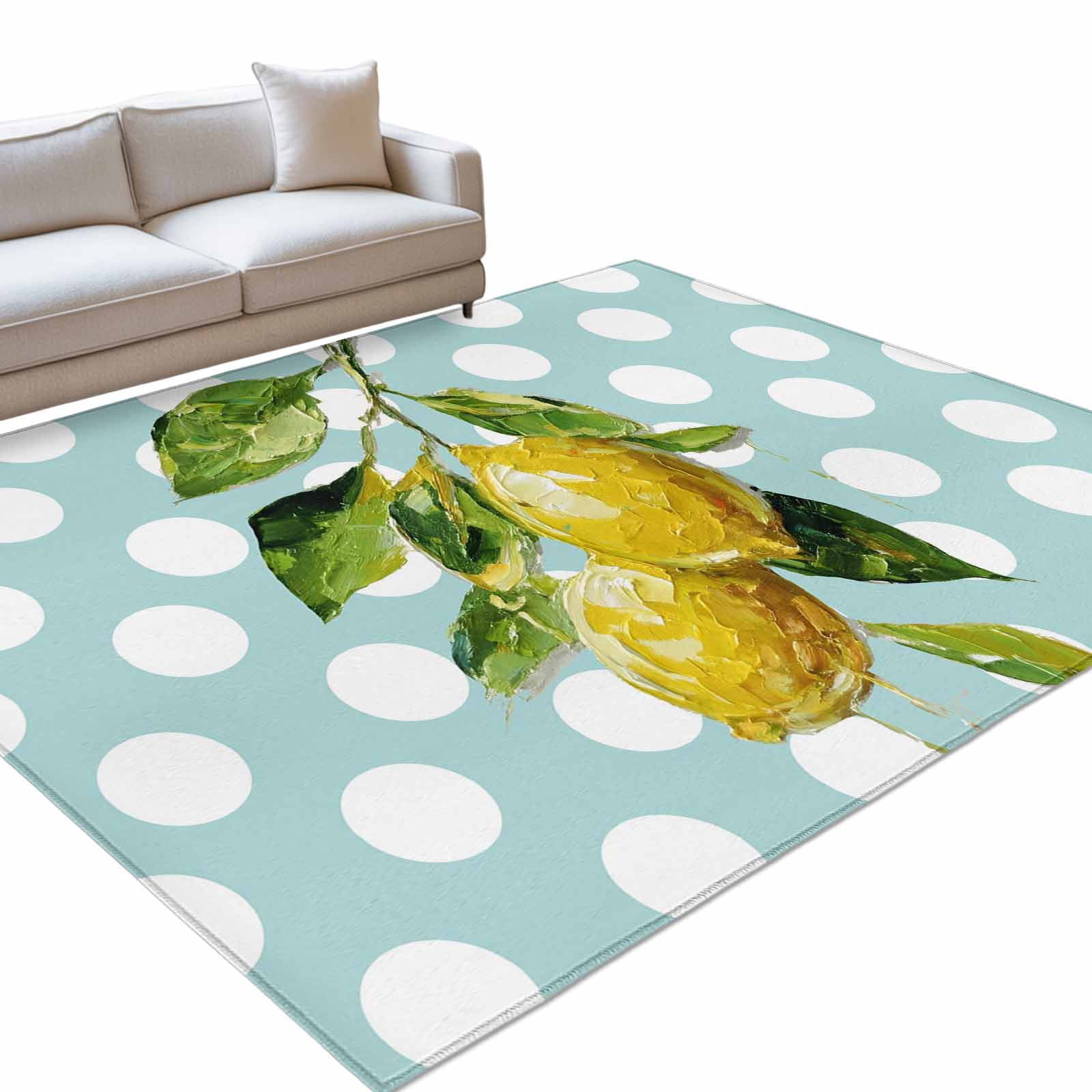 Area Rug 3x5ft, Summer Lemon Leaf Country Fruit Washable Rugs for ...