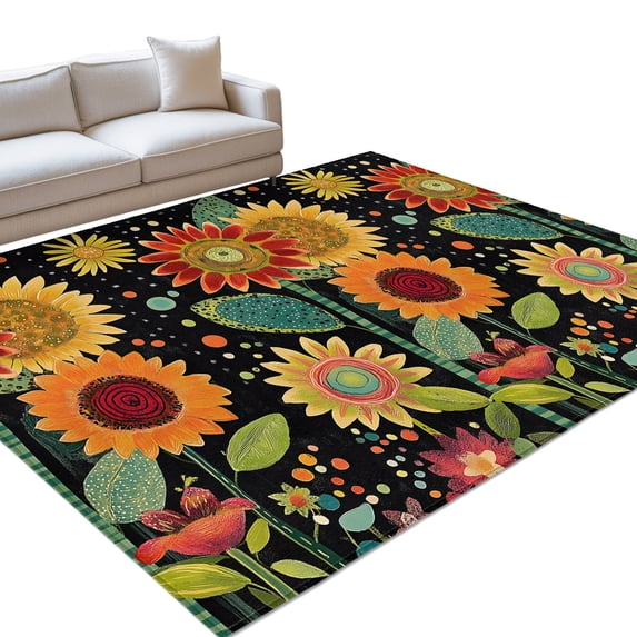 Area Rug 3x5ft Summer Sunflower Washable Area Rugs for Living Room ...