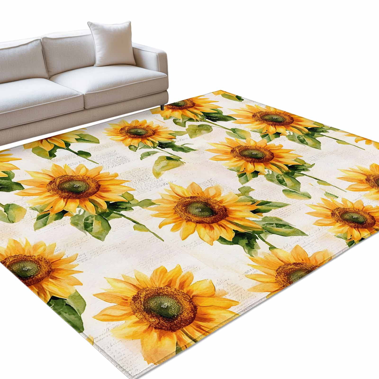 Area Rug 3x5ft Sunflower Washable Area Rugs for Living Room Vintage ...