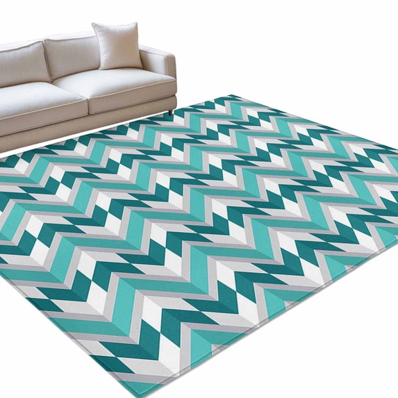 Area Rug 3x5ft Teal Abstract Geometric Washable Area Rugs for Living ...