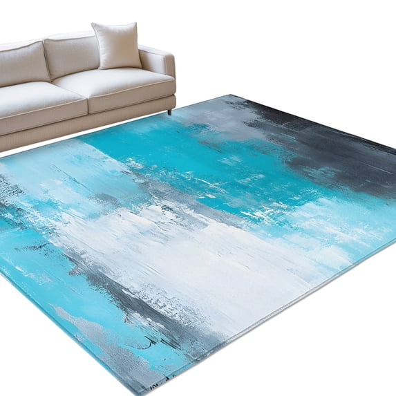 Area Rug 3x5ft Teal Blue Washable Area Rugs for Living Room Ombre ...