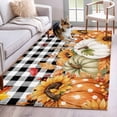 Area Rug 3x5ft Thanksgiving Pumpkin Buffalo Plaid Area Rugs Washable ...