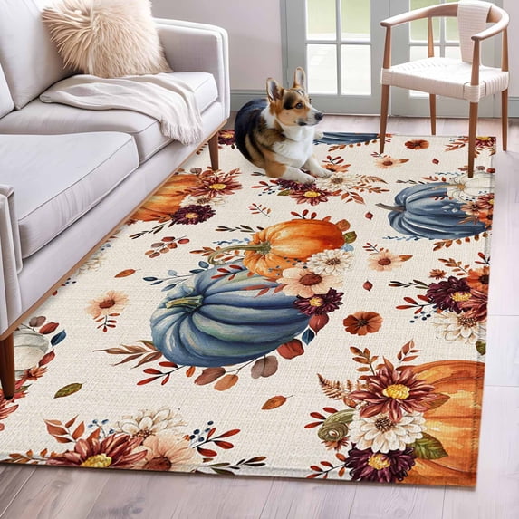 Area Rug 3x5ft, Thanksgiving Pumpkin Harvest Washable Rugs for Living ...