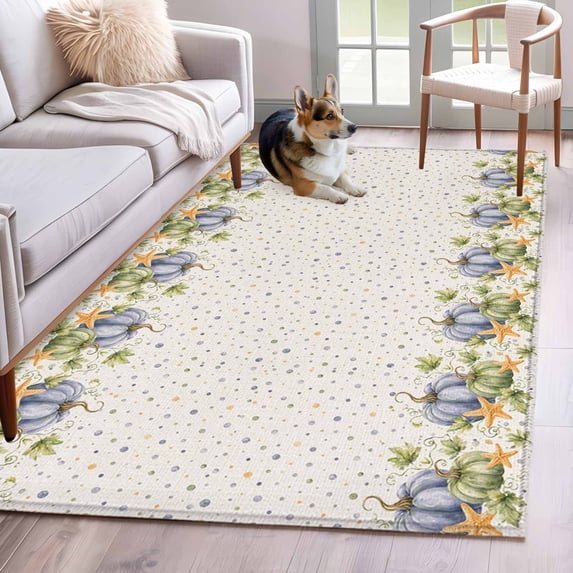 Area Rug 3x5ft, Thanksgiving Pumpkin Maple Leaf Washable Rugs for ...