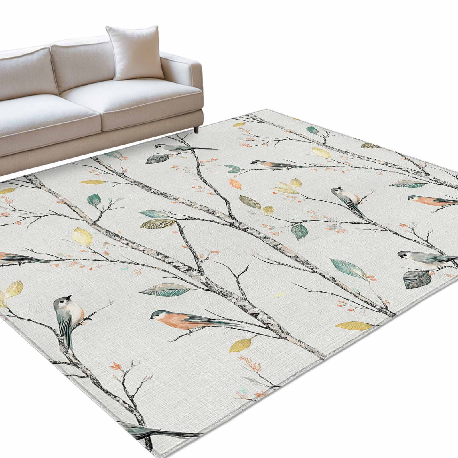 Area Rug 3x5ft Tree Branch Birds Washable Area Rugs for Living Room ...