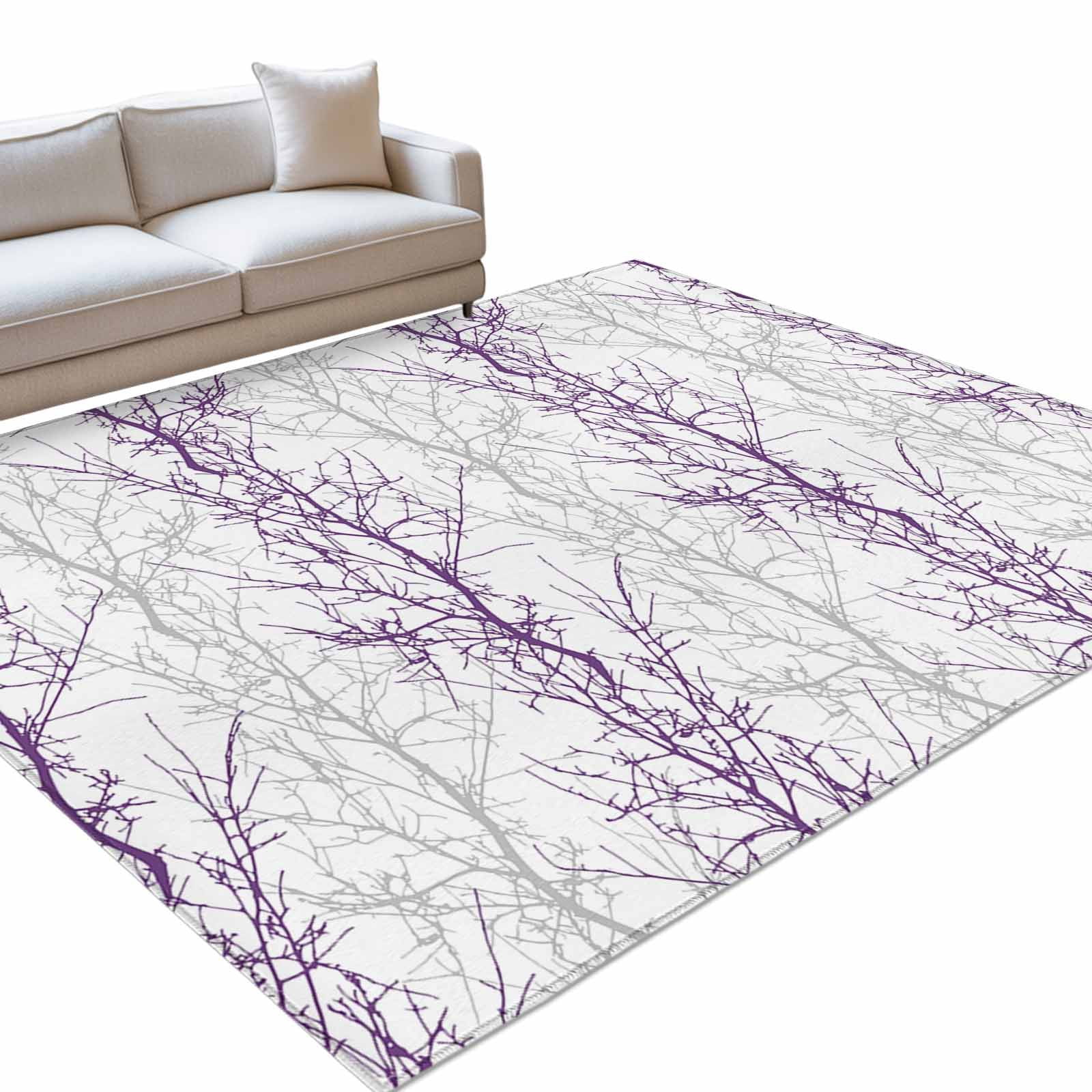 Area Rug 3x5ft Tree Branch Washable Area Rugs for Living Room Purple ...