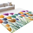 Area Rug 3x5ft Tulip Flower Washable Area Rugs for Living Room Color ...